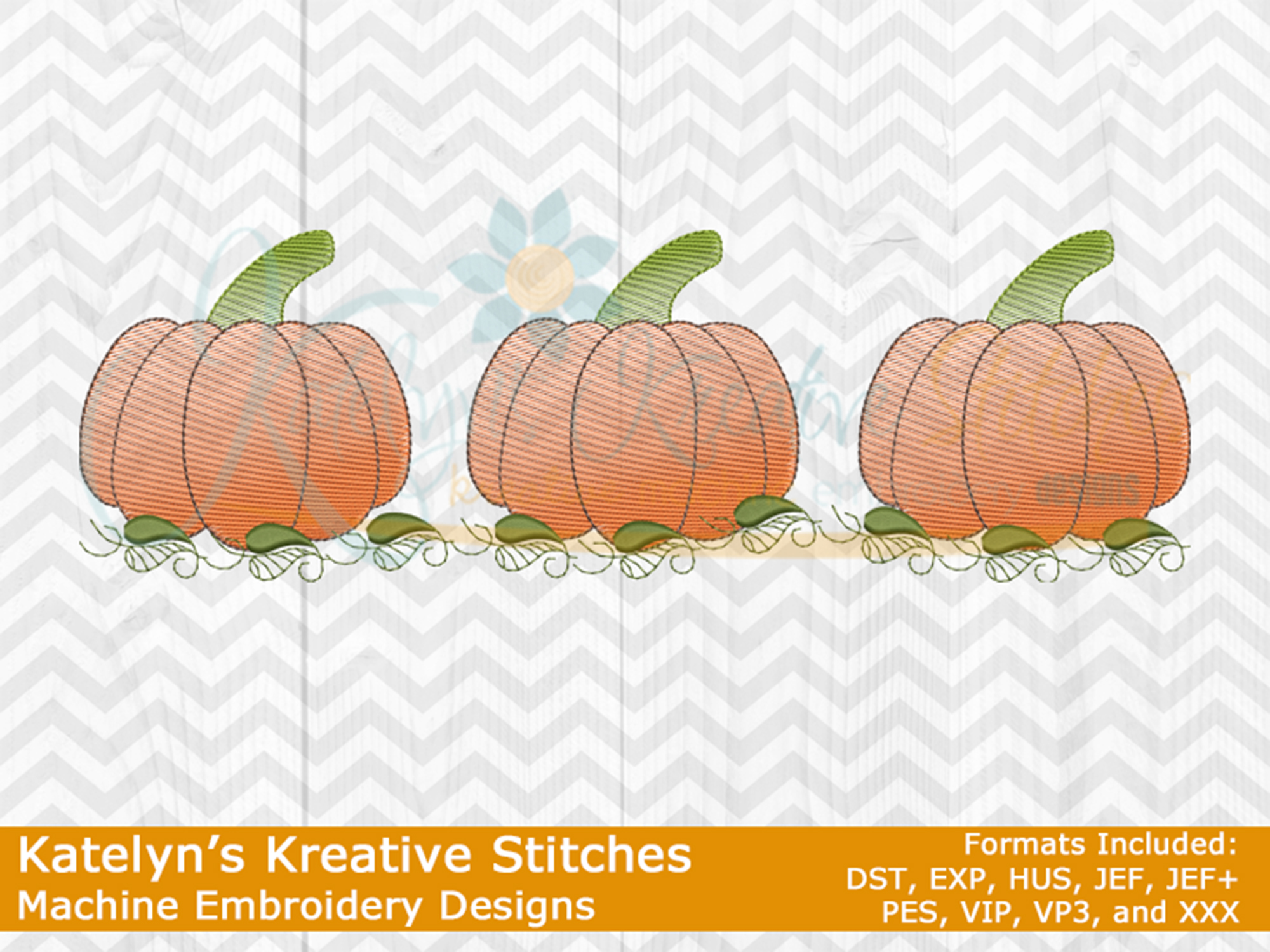 Pumpkin Sketch Trio Embroidery