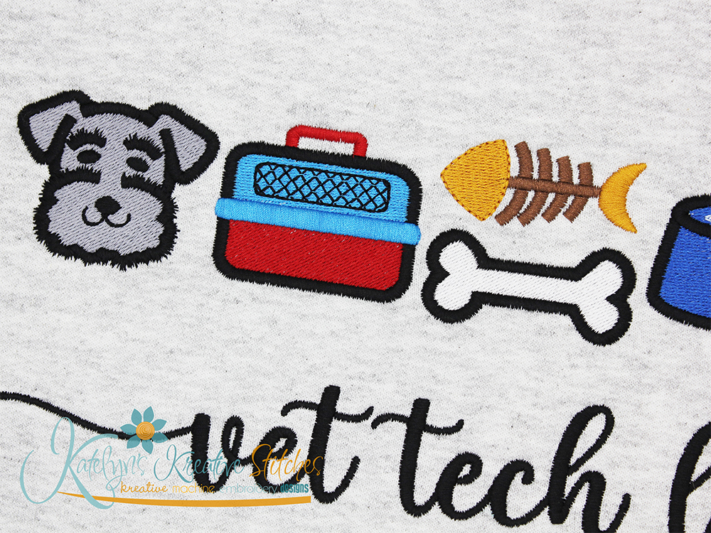 Vet Tech Life Icon Embroidery - Filled and Outline Versions