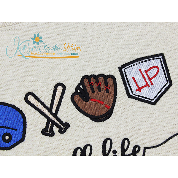 Baseball Life Icon Embroidery Bundle Set - Filled and Outline Versions ...