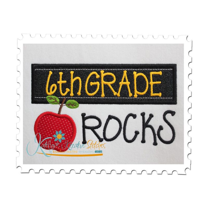 6th Grade Rocks Chalkboard Applique